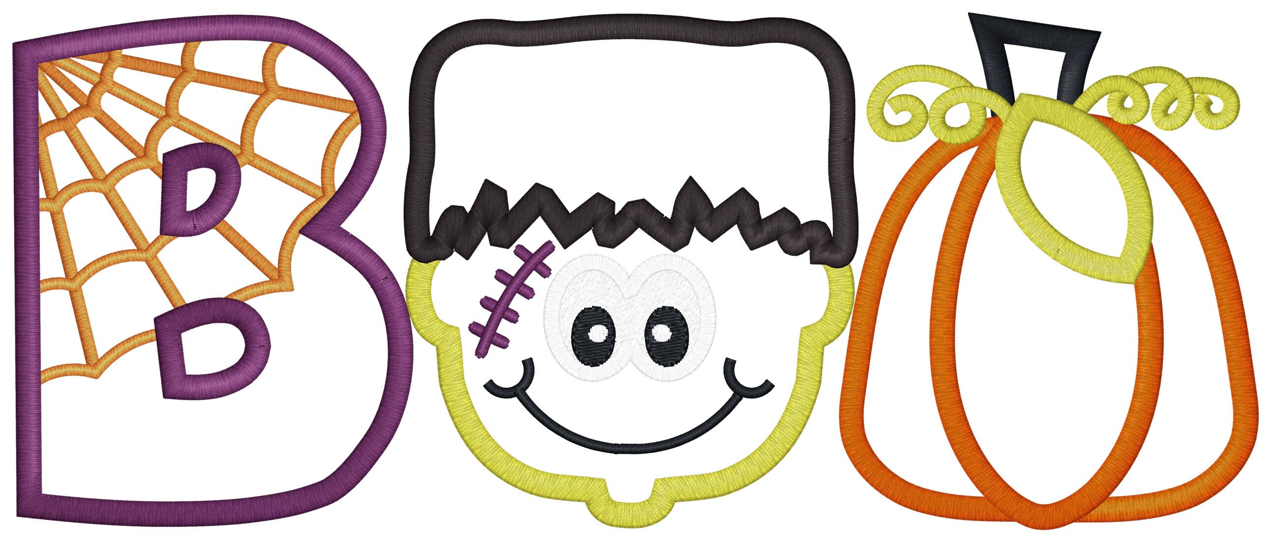 Boo Pumpkin Frankenstein Applique Design Halloween Design - Etsy