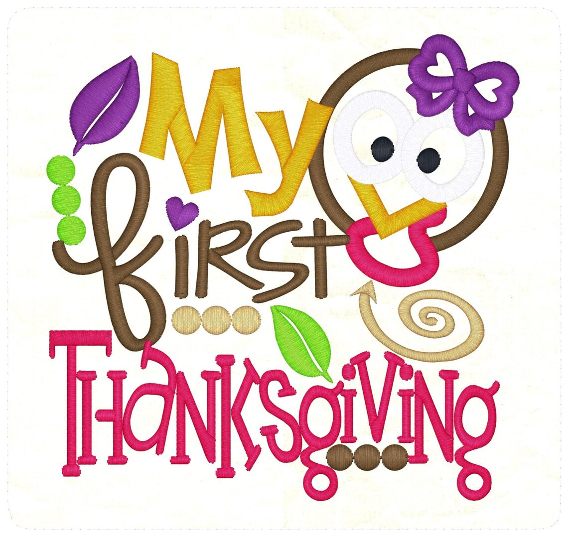 My First Thanksgiving Embroidery Saying Fall Design | Etsy