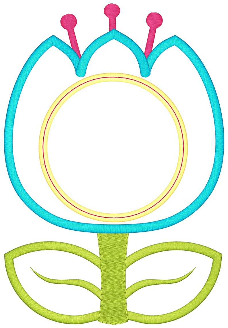 Tulip Monogram Applique Embroidery Design Tulip Design Flower - Etsy