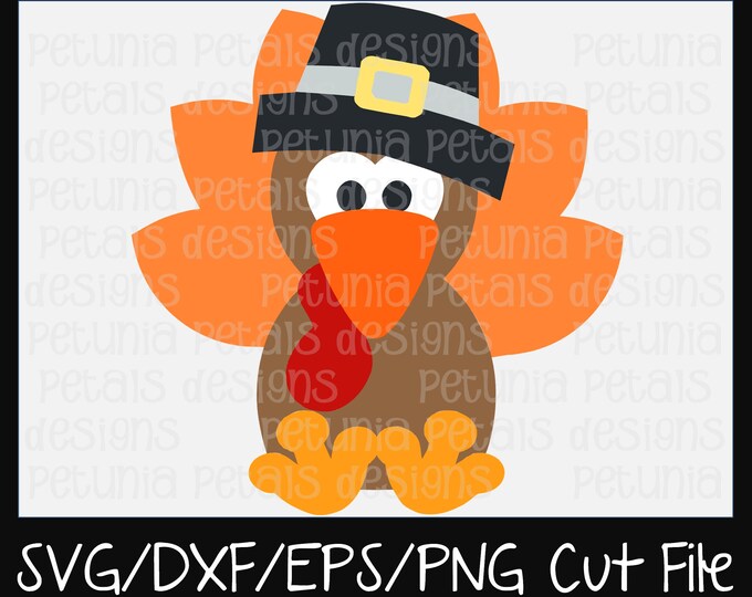 Turkey SVG Cut File Thanksgiving Cut File Turkey SVG Pilgrim Design ...