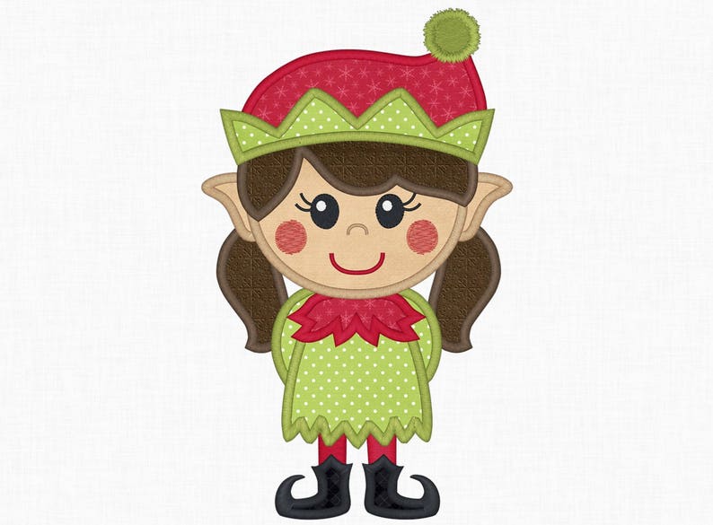 Christmas Elf Girl Applique Design Christmas Design Elf - Etsy