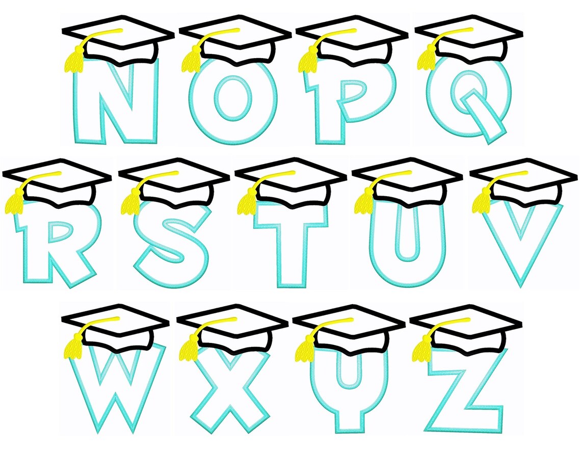 A-Z Graduation Alphabet Machine Applique Design 1085 - Etsy