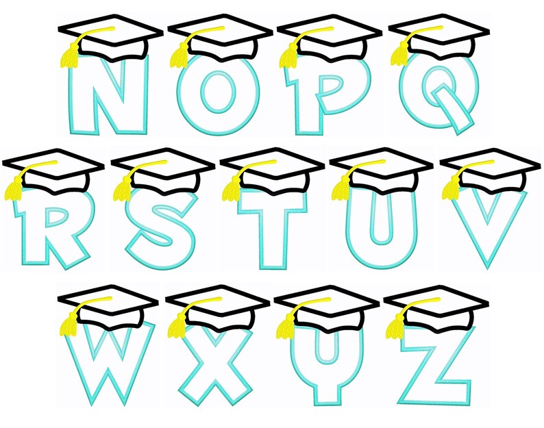 A-Z Graduation Alphabet Machine Applique Design 1085 - Etsy