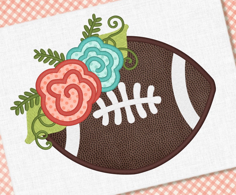 Football Mom Applique Embroidery Design Football Design Flower - Etsy