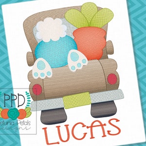 Easter Truck Sketch Design Easter Quick Stitch Bunny Embroidery Easter ...