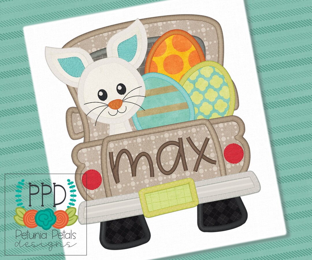 Easter Bunny Truck Applique Design Easter Design Bunny Embroidery Truck ...