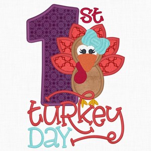 First Turkey Day Applique Design Thanksgiving Design Turkey Embroidery ...