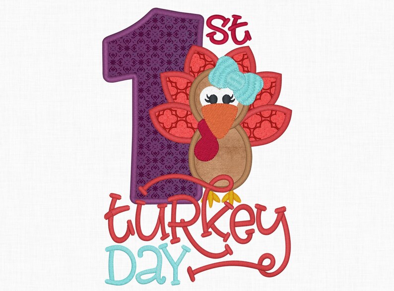 First Turkey Day Applique Design Thanksgiving Design Turkey | Etsy