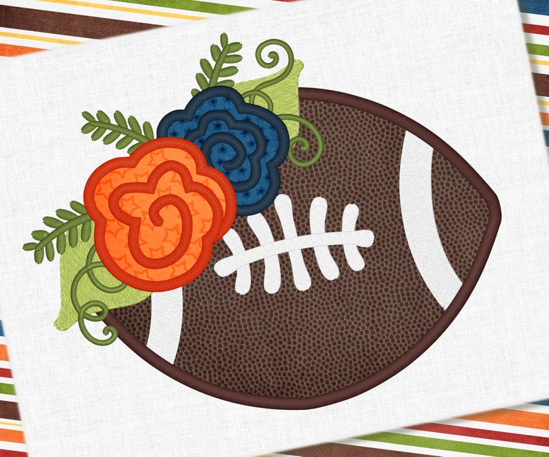 Football Mom Applique Embroidery Design Football Design Flower - Etsy