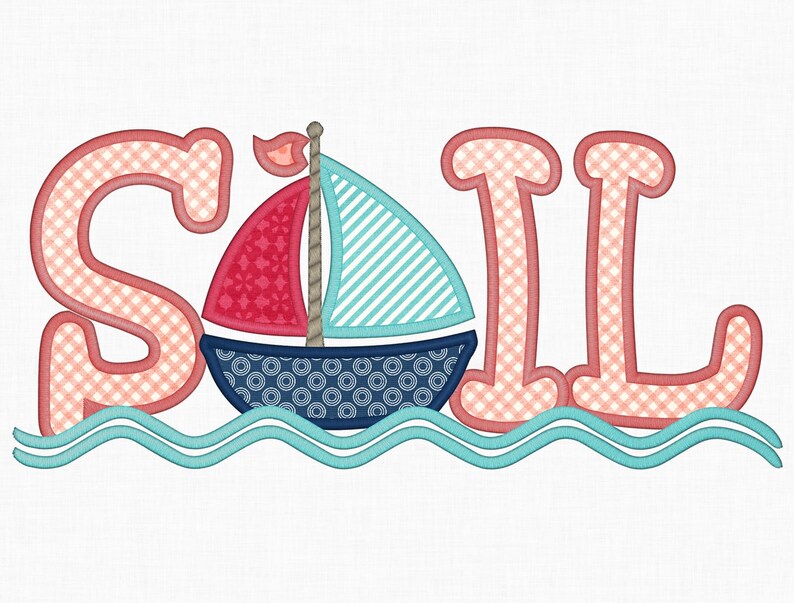 Sailboat Applique Embroidery Design Summer Design Sail | Etsy