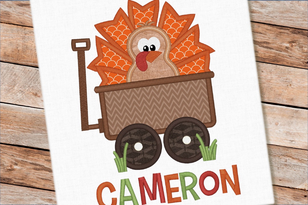 Thanksgiving Turkey Wagon Applique Thanksgiving Design Turkey - Etsy