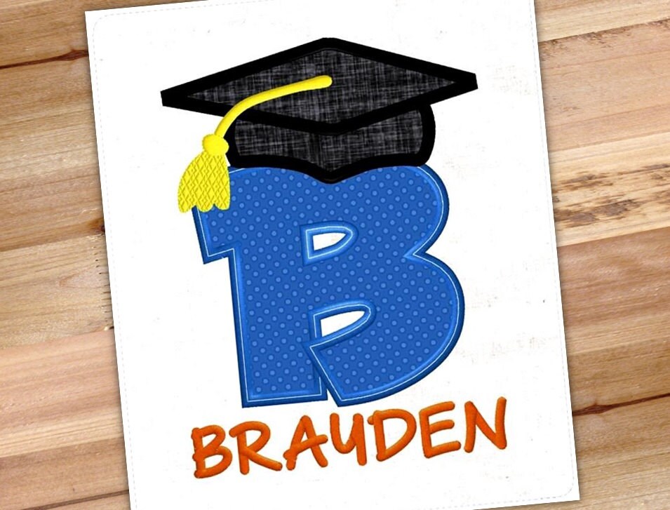 A-Z Graduation Alphabet Machine Applique Design 1085 - Etsy