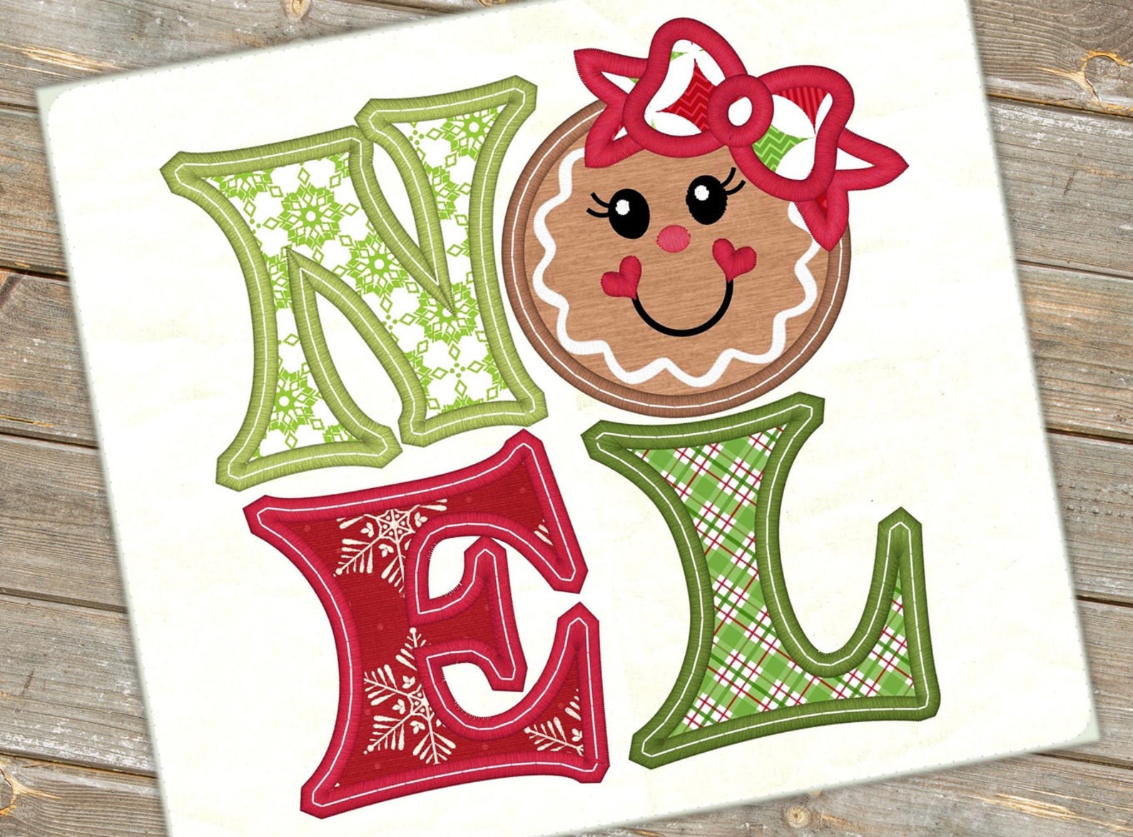 Gingerbread Girl NOEL Embroidery Saying Christmas Design | Etsy