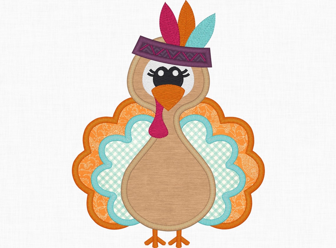 Indian Turkey Applique Design Thanksgiving Design Turkey - Etsy