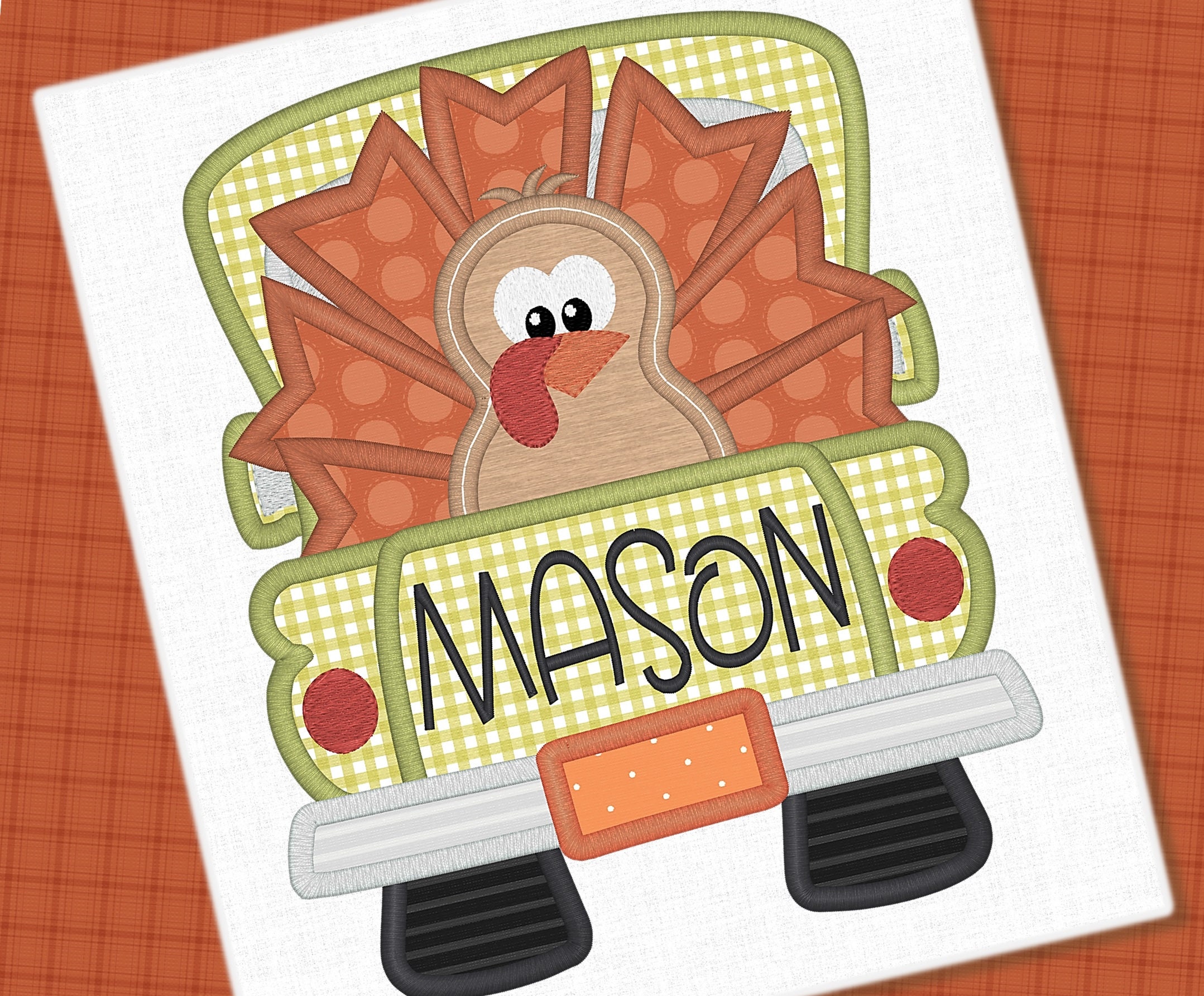 Turkey Truck Applique Embroidery Design Thanksgiving Design - Etsy