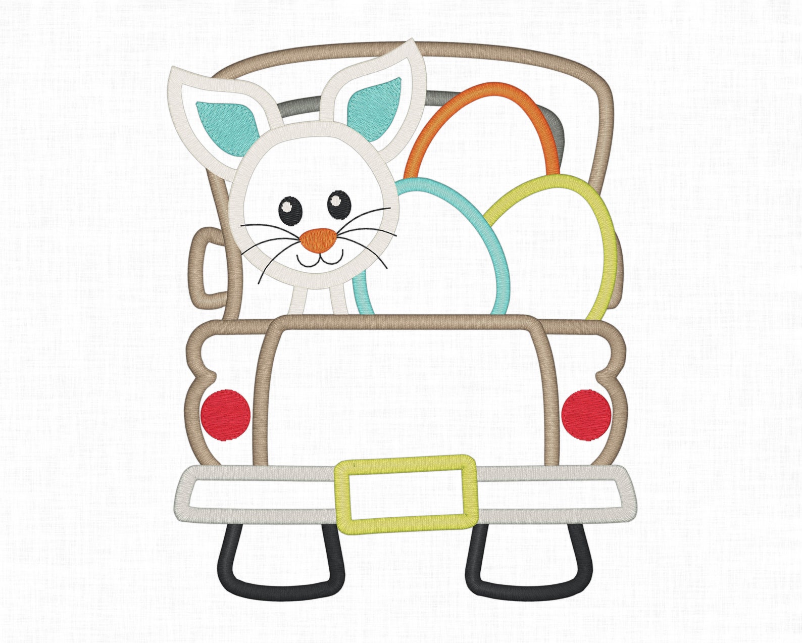 Easter Bunny Truck Applique Design Easter Design Bunny - Etsy