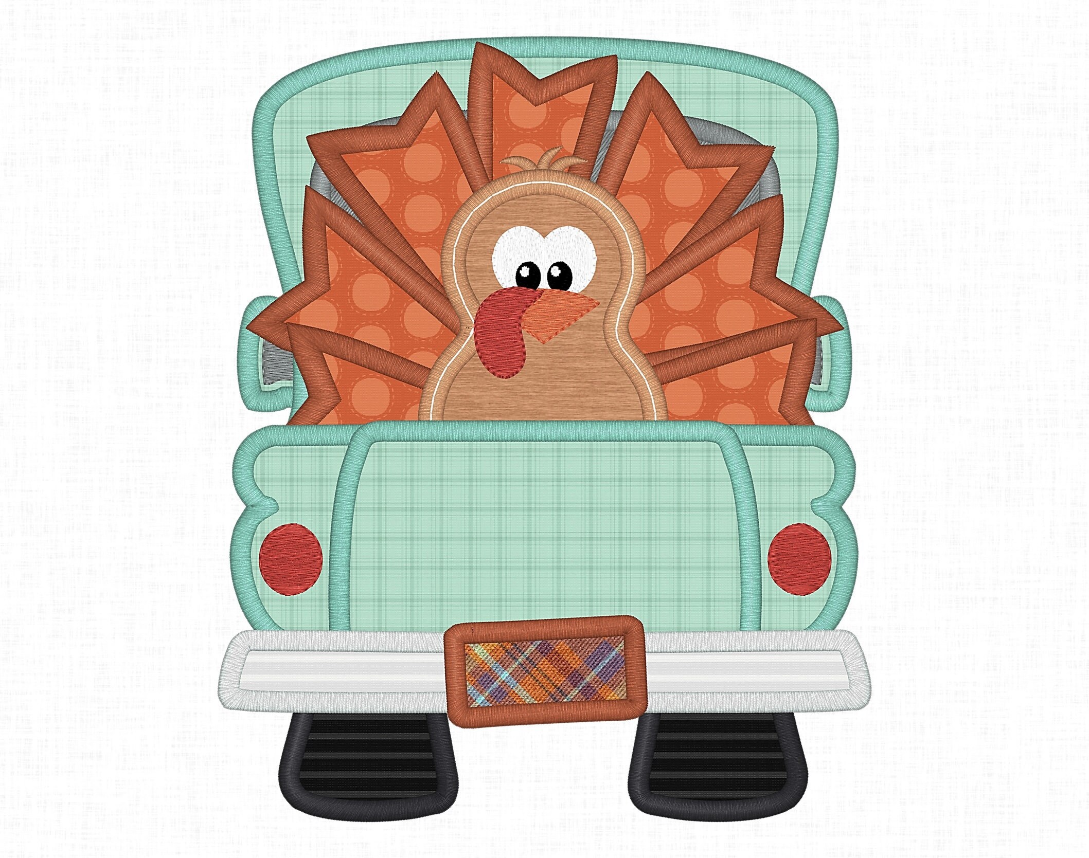 Turkey Truck Applique Embroidery Design Thanksgiving Design - Etsy
