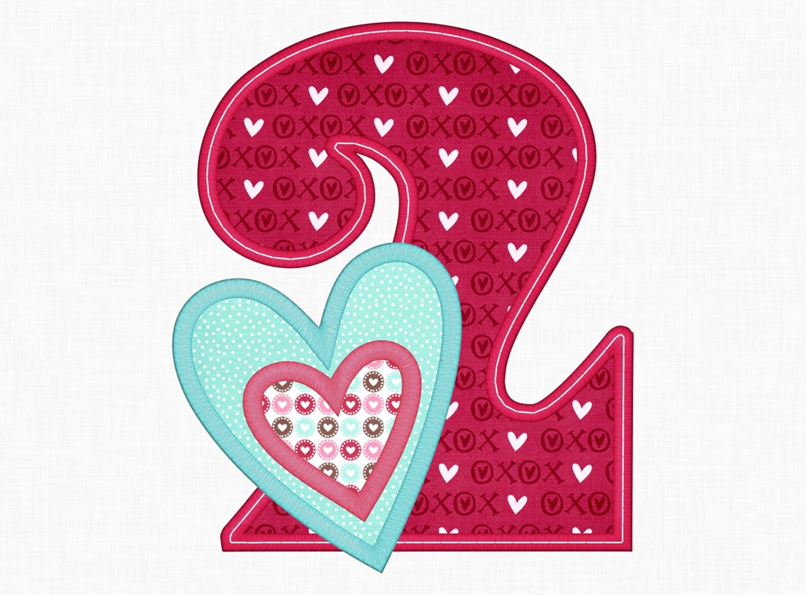 Valentine Applique Design Number 2 Birthday Love Design - Etsy