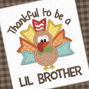 Thankful to Be a Lil Brother Design Thanksgiving Design Turkey - Etsy