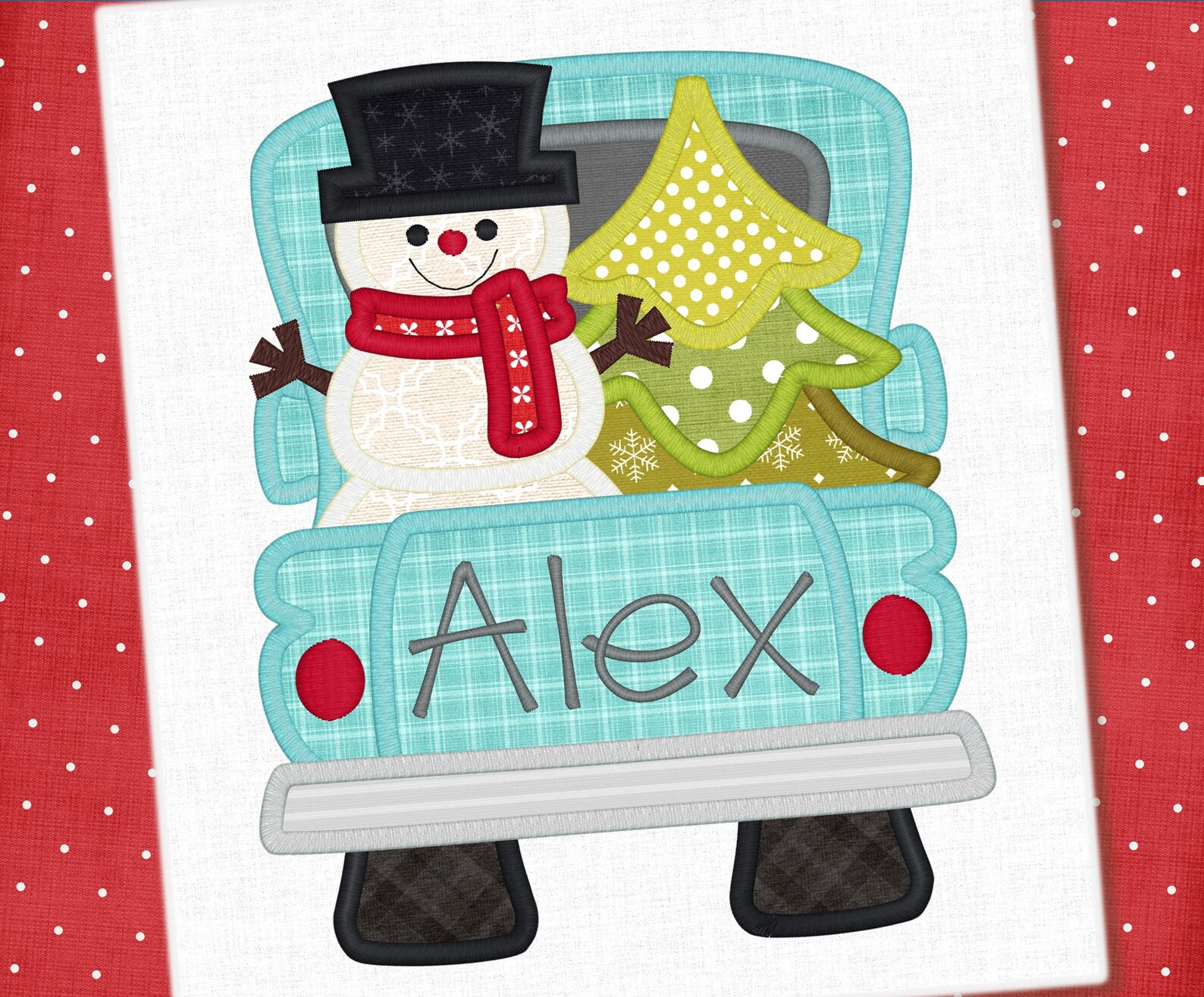 Snowman Truck Applique Design Christmas Design Snowman | Etsy