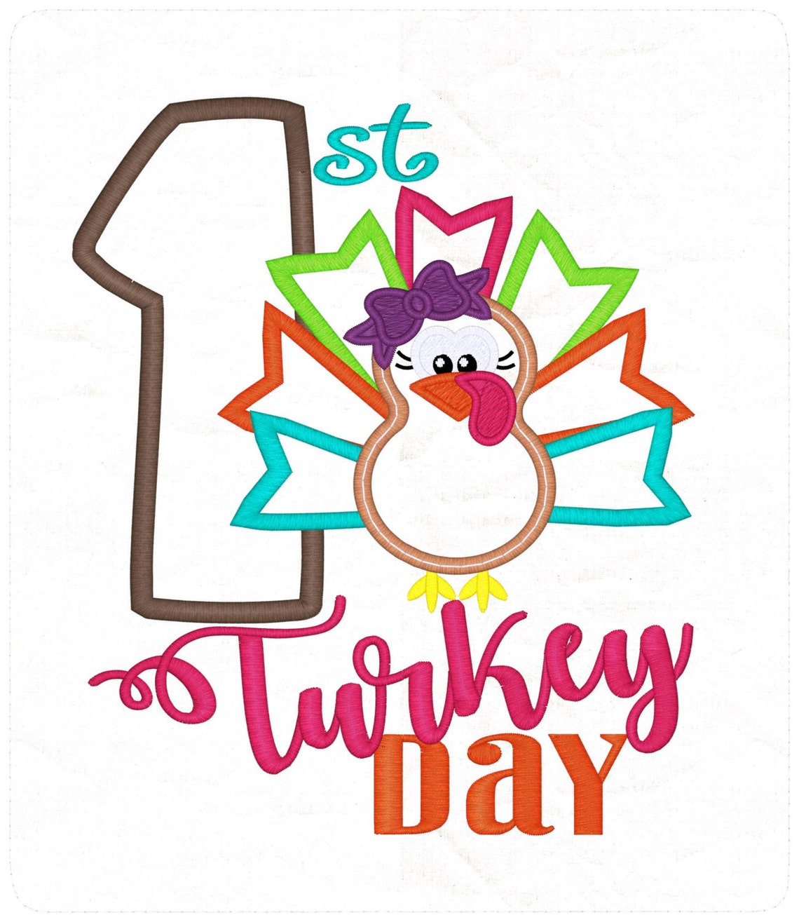 First Thanksgiving Turkey Applique Design Fall Design - Etsy