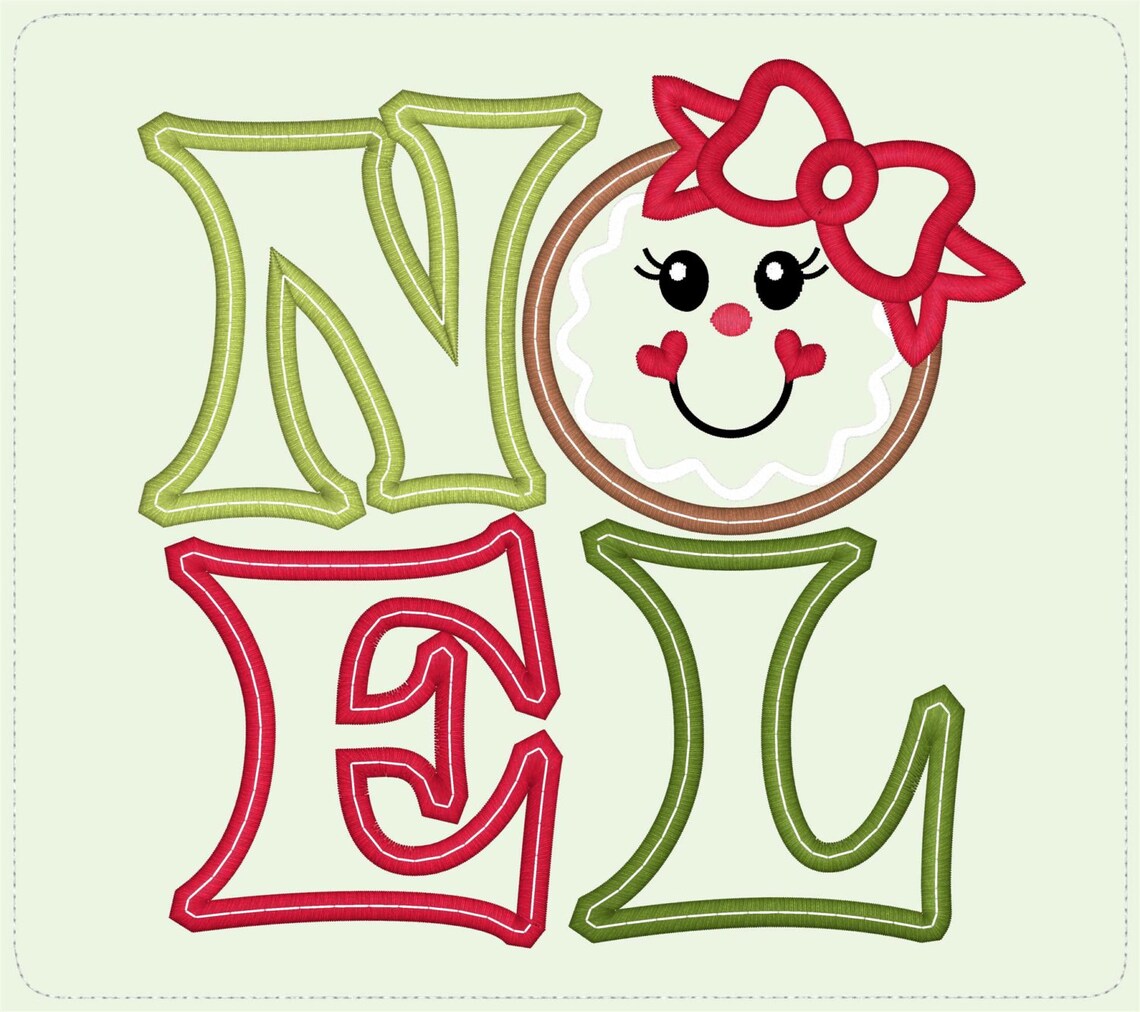 Gingerbread Girl NOEL Embroidery Saying Christmas Design | Etsy