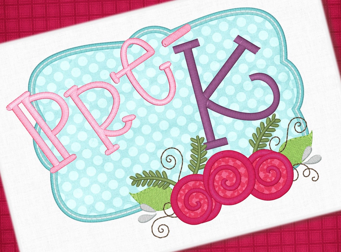 Pre-k Applique Embroidery Design School Design Pre-k | Etsy