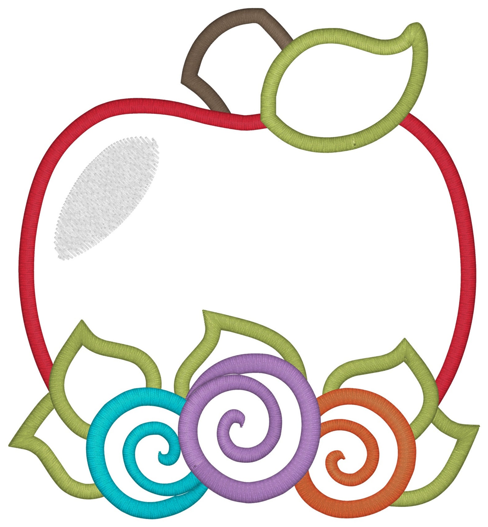 Apple Applique Embroidery Design School Design Apple - Etsy