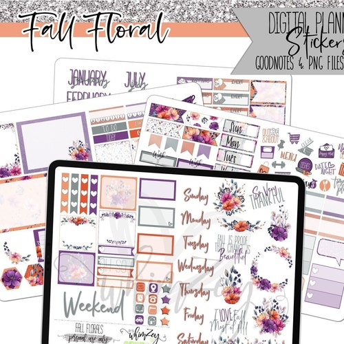 Fall Florals Digital Planner Sticker Set | Etsy