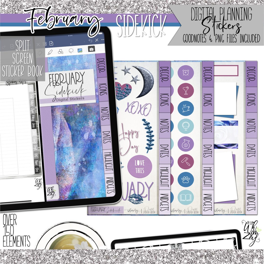 February Sidekick | Digital Planner Stickers - Etsy