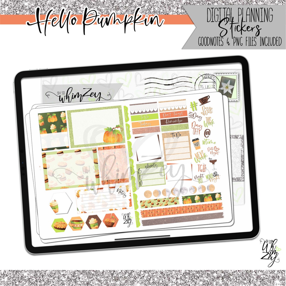 Hello Pumpkin Digital Planning Sticker Set - Etsy