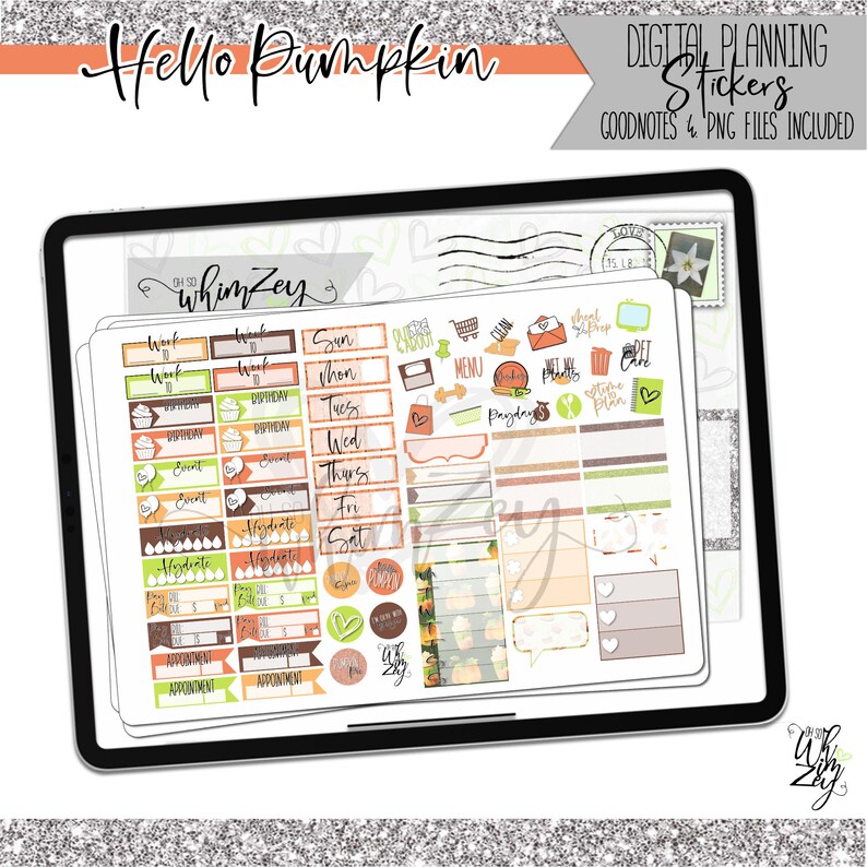 Hello Pumpkin Digital Planning Sticker Set - Etsy