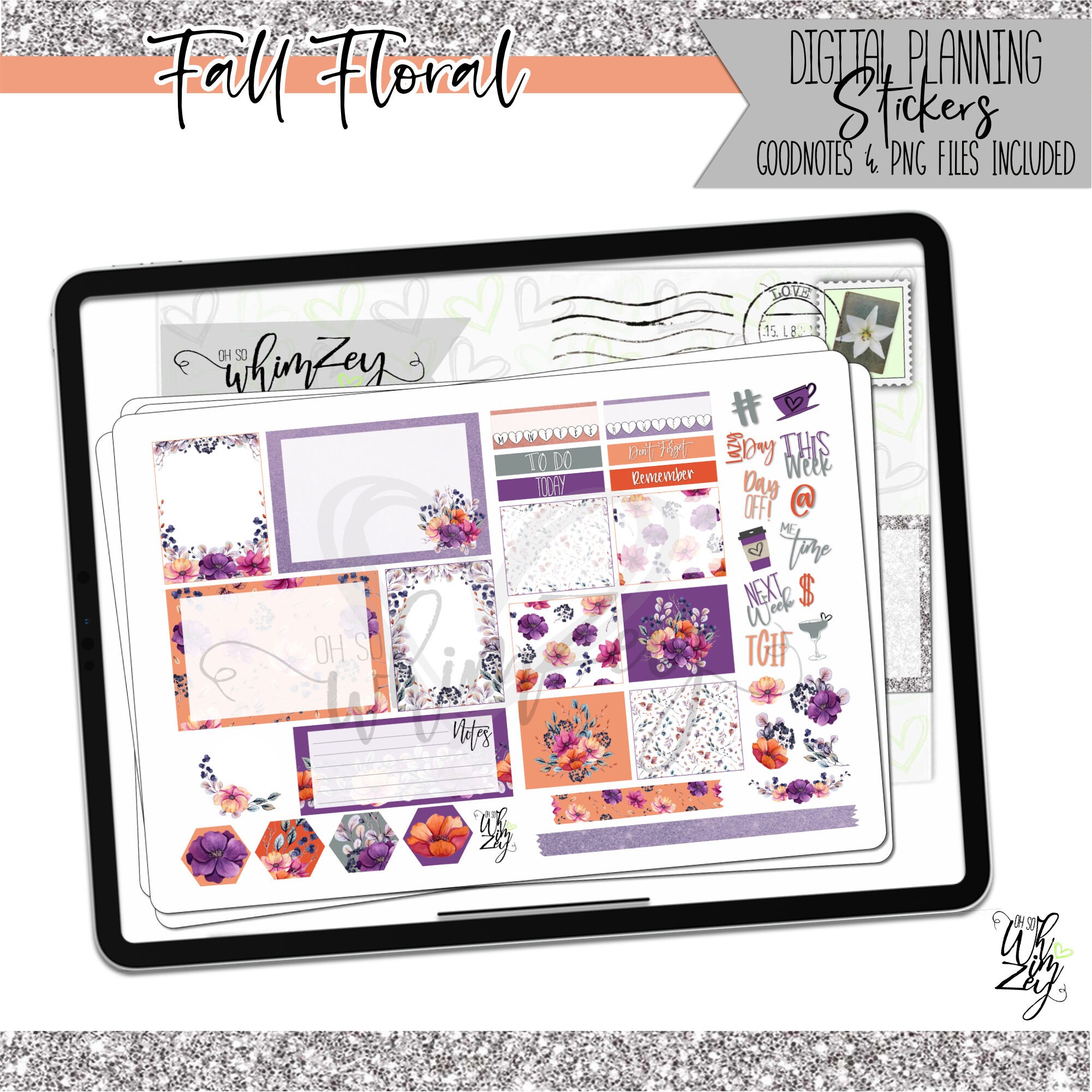 Fall Florals Digital Planner Sticker Set | Etsy