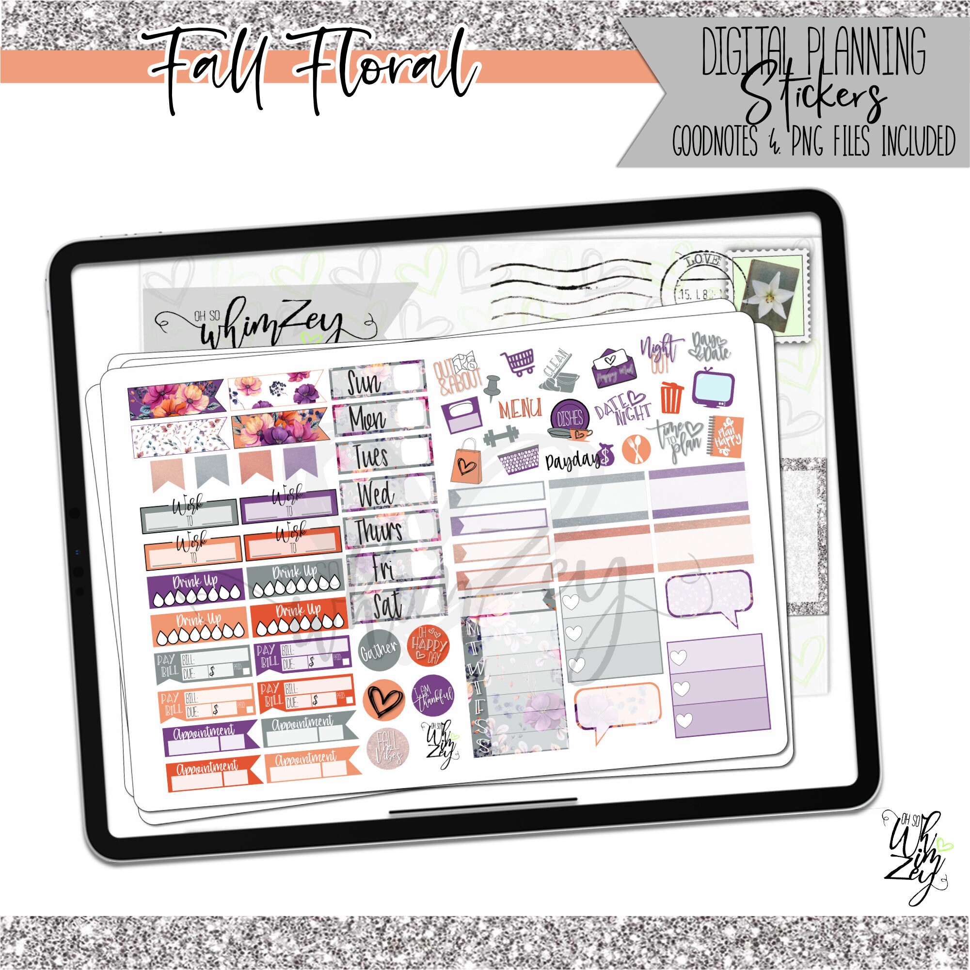 Fall Florals Digital Planner Sticker Set | Etsy