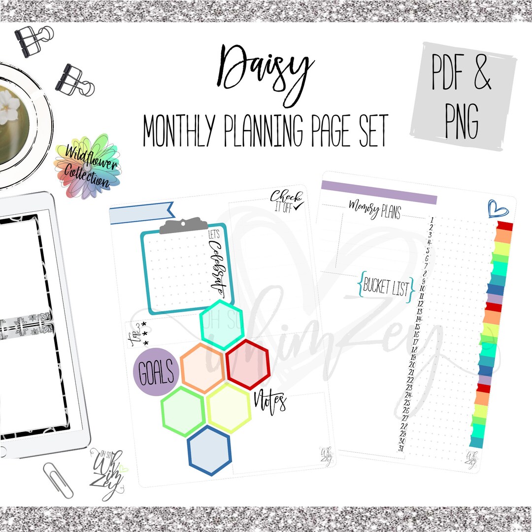 Daisy Monthly Planning Pages - Etsy