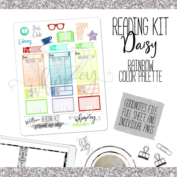 Reading Kit Daisy Planner Sticker Kit | Etsy