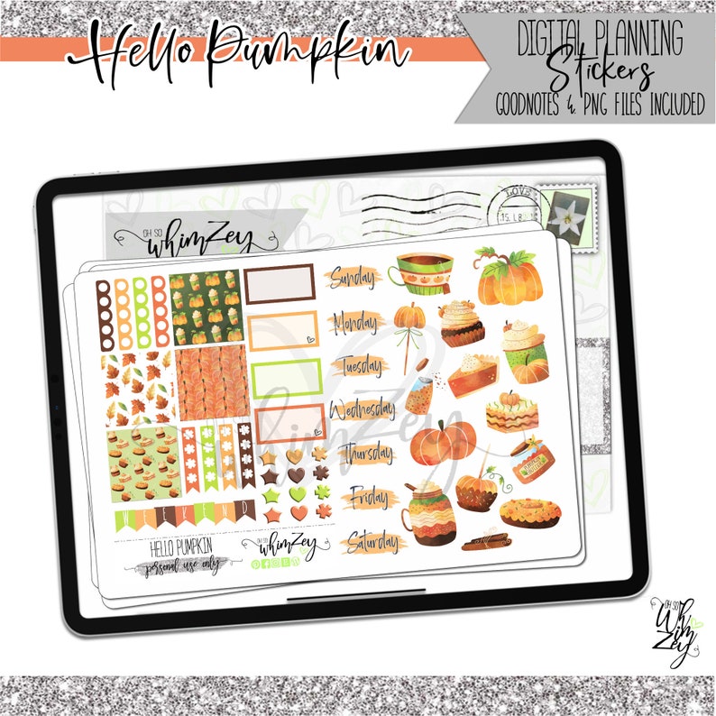 Hello Pumpkin Digital Planning Sticker Set - Etsy