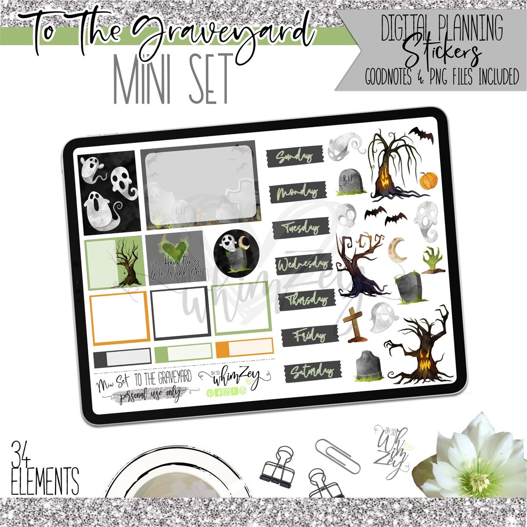 To the Graveyard Digital Planning Mini Sticker Set - Etsy