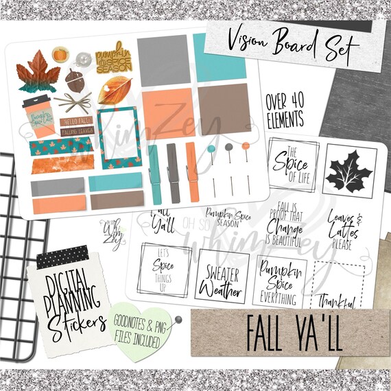 Fall Ya'll Digital Vision Board Set Digital Planning | Etsy