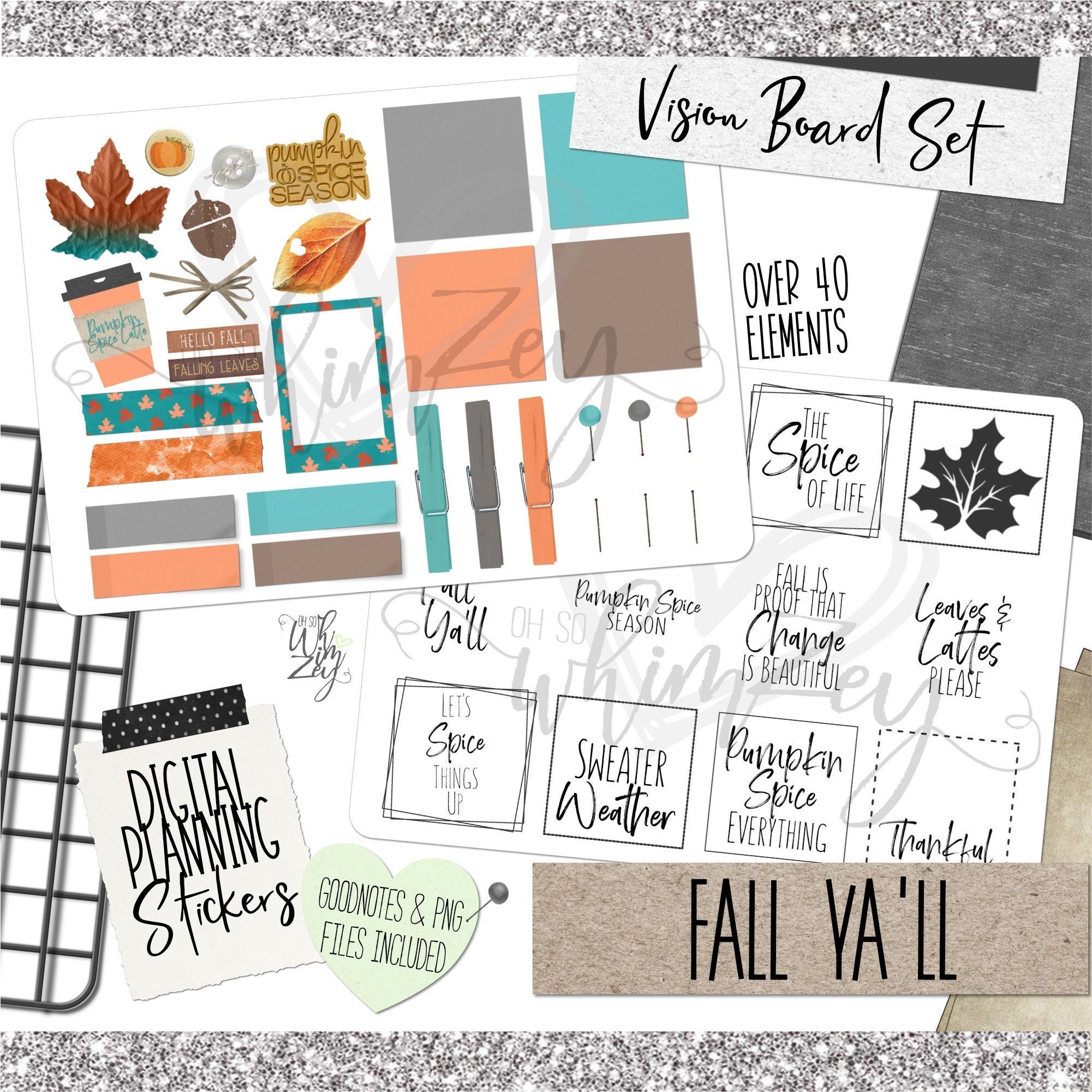 Fall Ya'll Digital Vision Board Set | Digital Planning - Etsy