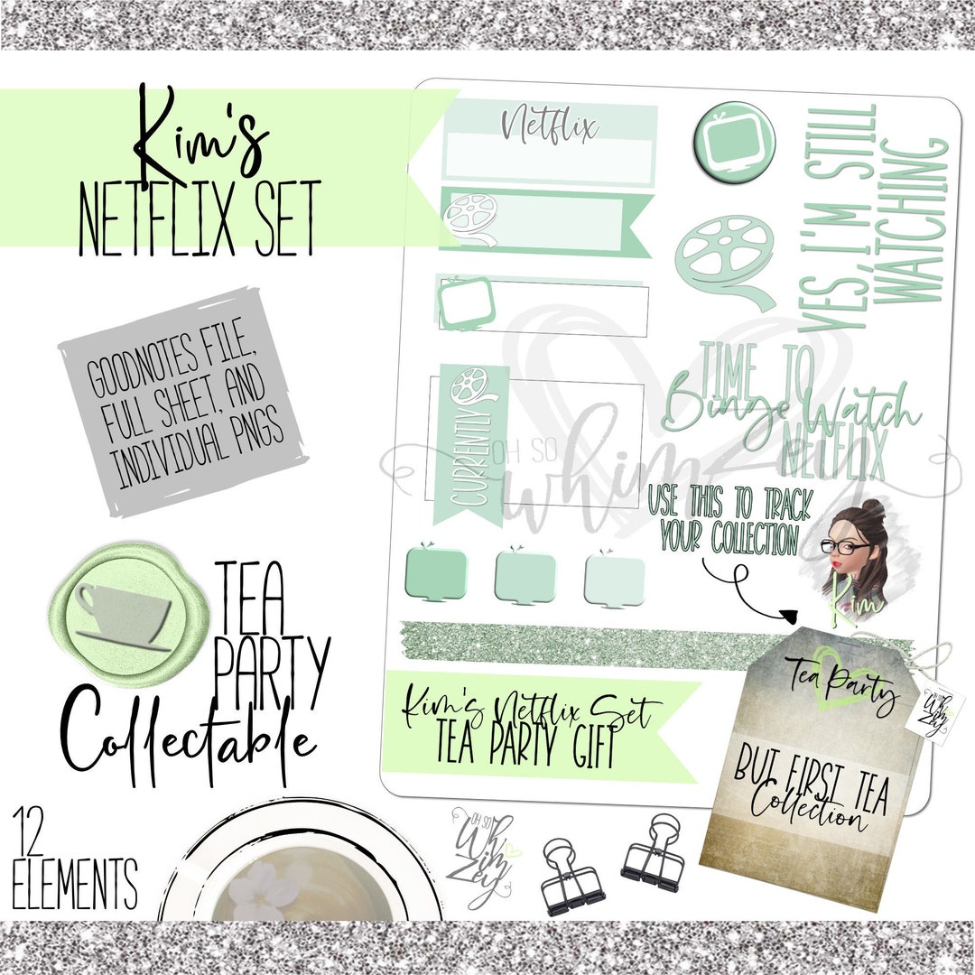 Kim's Netflix Set Planner Sticker Set Tea Party - Etsy