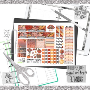 November Monthly Gobble Til You Wobble Planner Sticker Set - Etsy