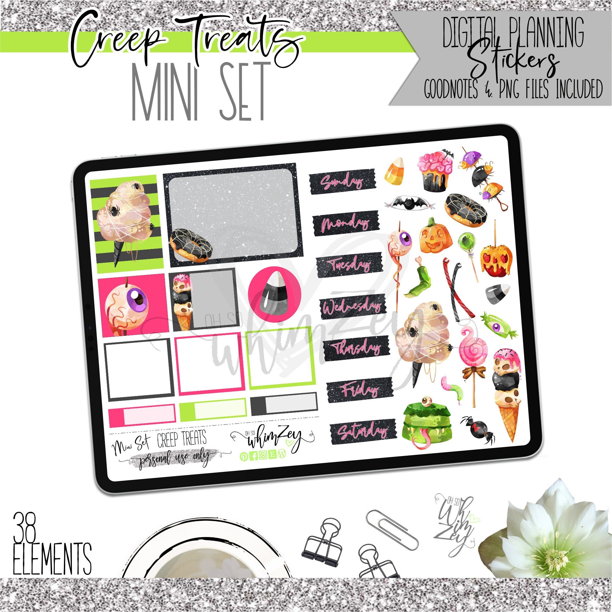 Creep Treats Digital Planning Mini Sticker Set - Etsy