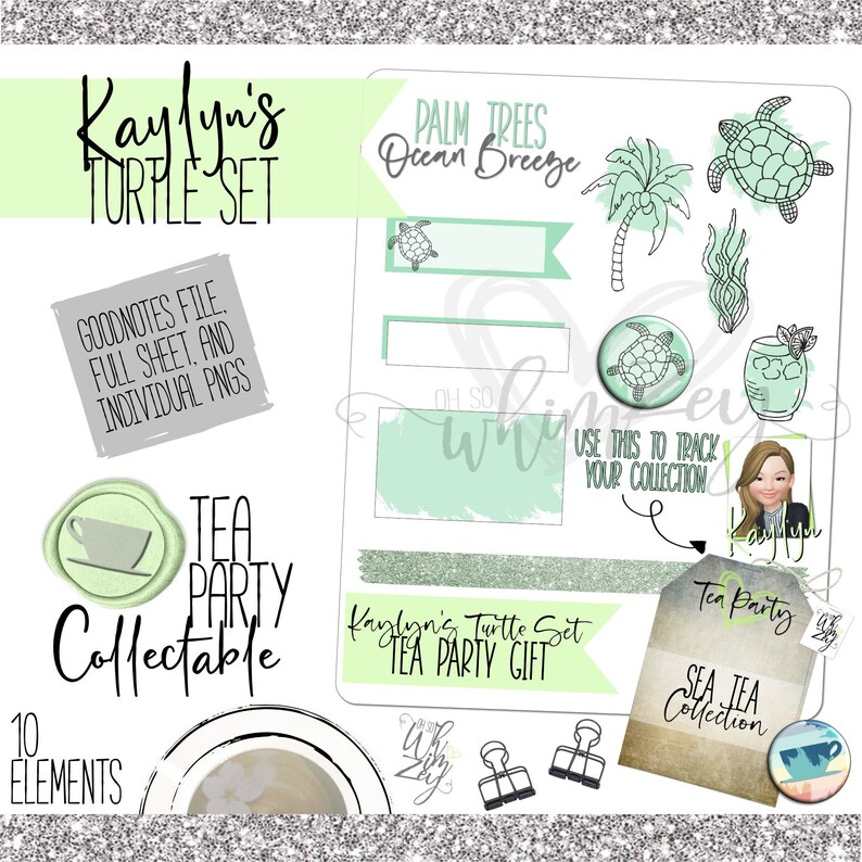 Kaylyn's Turtle Set Planner Sticker Set Tea Party Collectable - Etsy