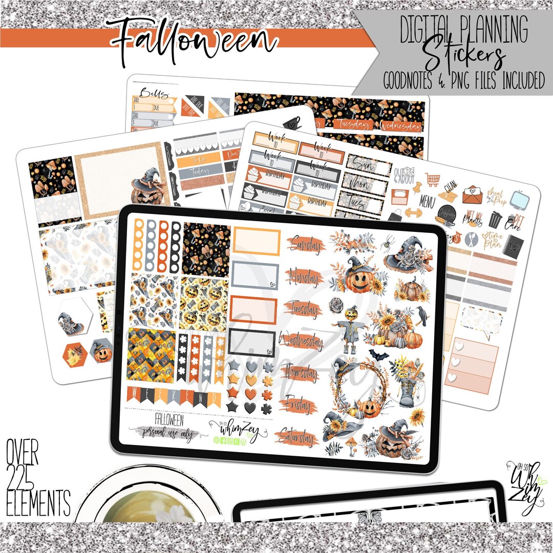 Falloween Digital Planner Stickers - Etsy