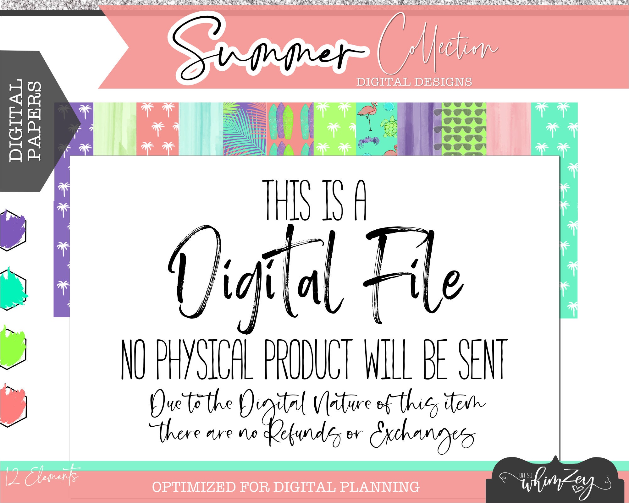 Summer Digital Paper Set Digital Planning - Etsy
