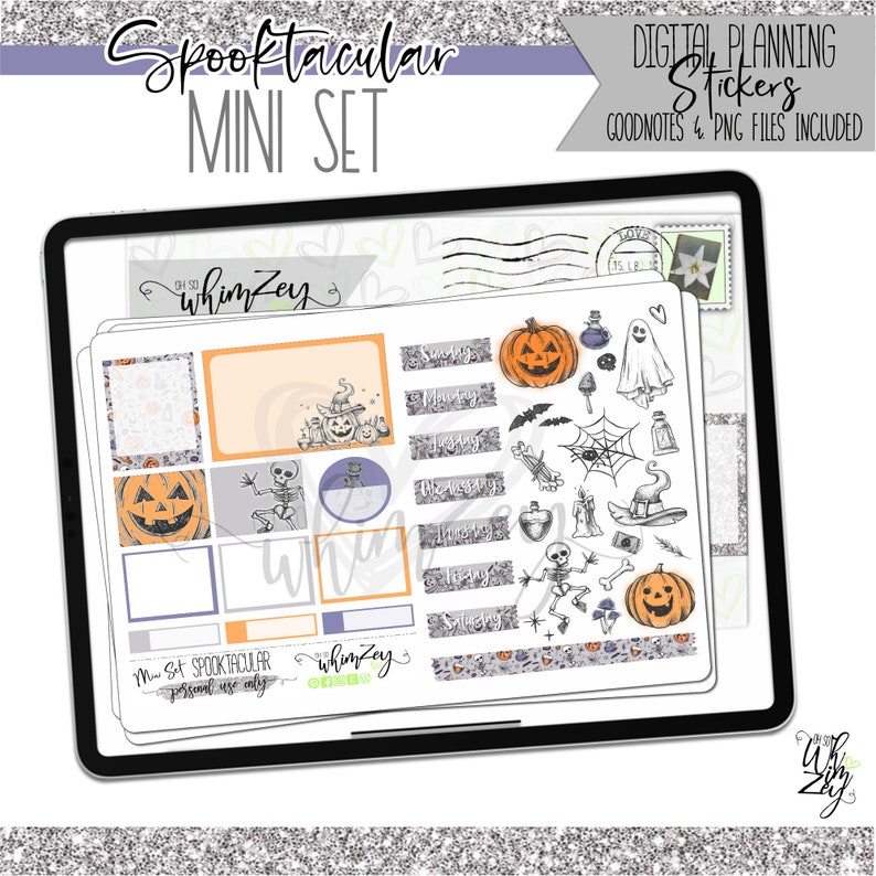 Spooktacular Digital Planning Mini Sticker Set - Etsy