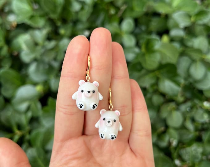 Winter Polar Bear Arctic Animal Charm Hoop | Handmade Polymer Clay Hoop ...