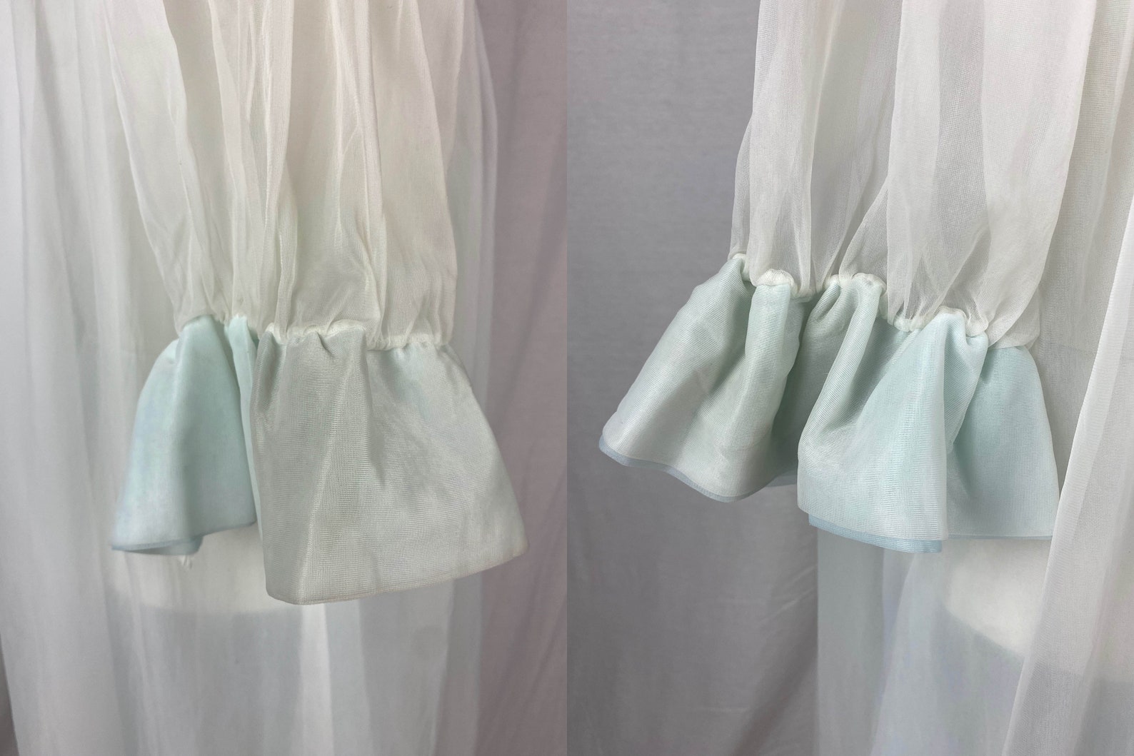 Vintage 1960s Peignoir // Size Medium // 60s Blue Sheer Nightgown Robe ...