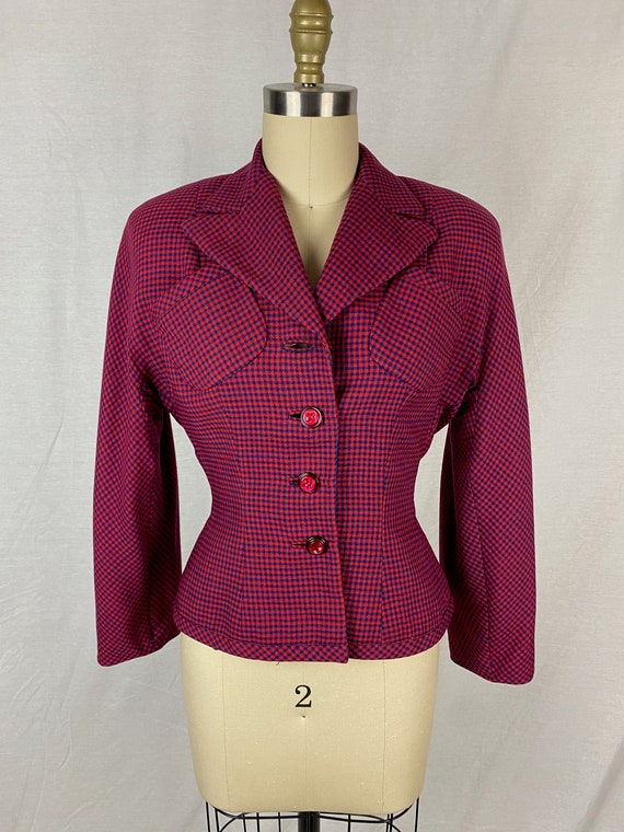 vintage 1950s jacket // size small // 50s red houndst… - Gem